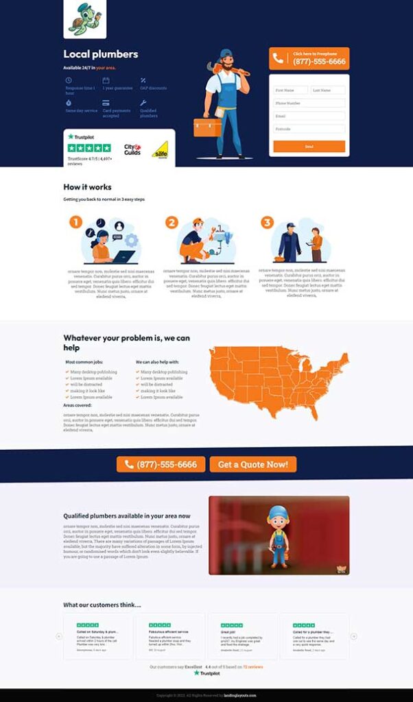 The Best Landing Pages For Online Plumbing Service Promotion